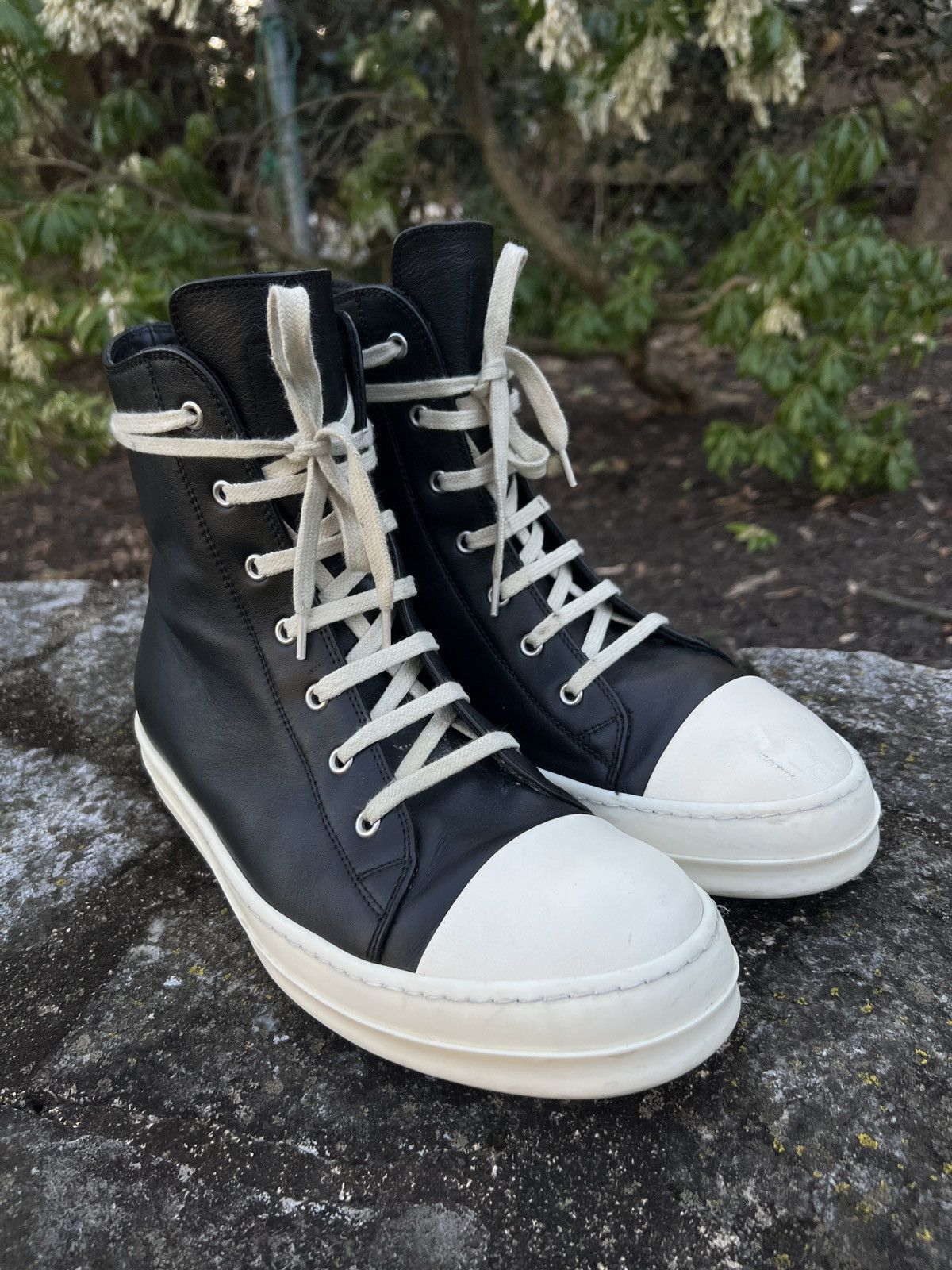 Rick Owens Rick Owens Mainline Hi-Top Leather Ramones (43) | Grailed