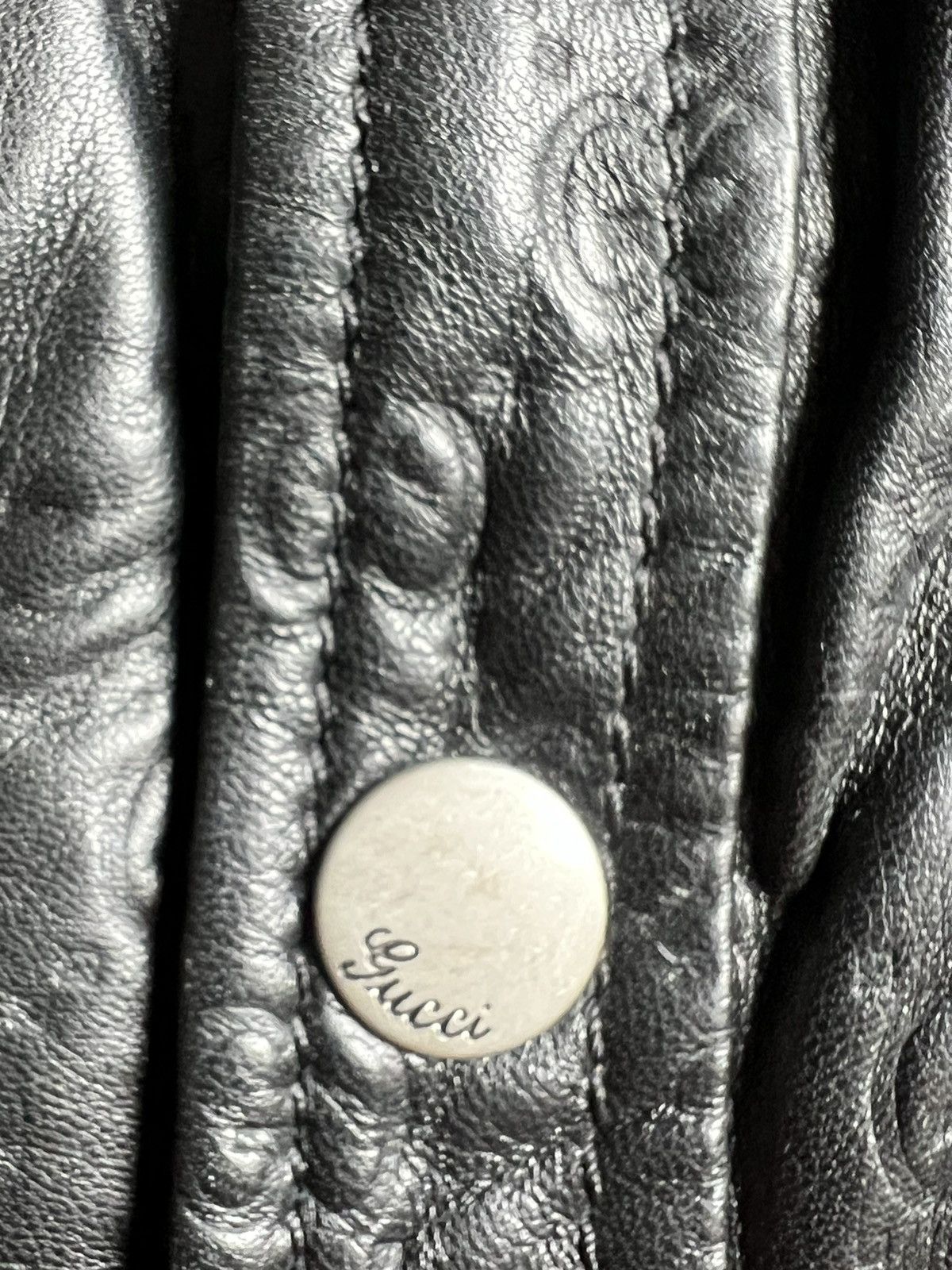 Gucci Monogram Embossed Leather Trucker Jacket | Grailed