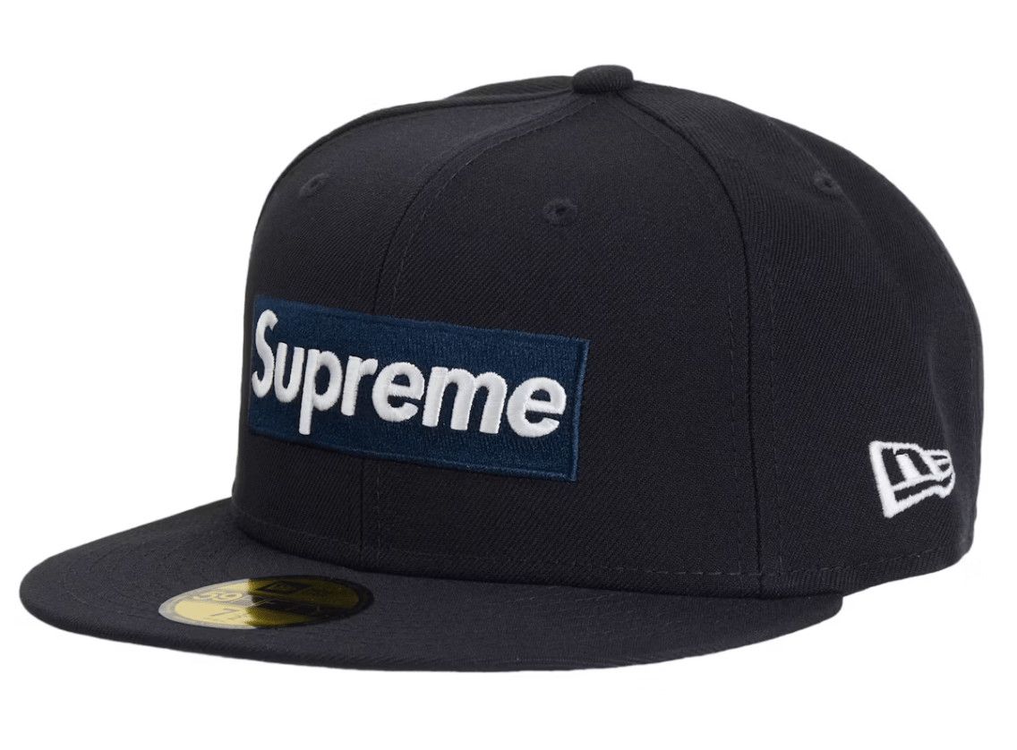 Supreme MLB New York Box Logo Fitted Hat Navy | Grailed