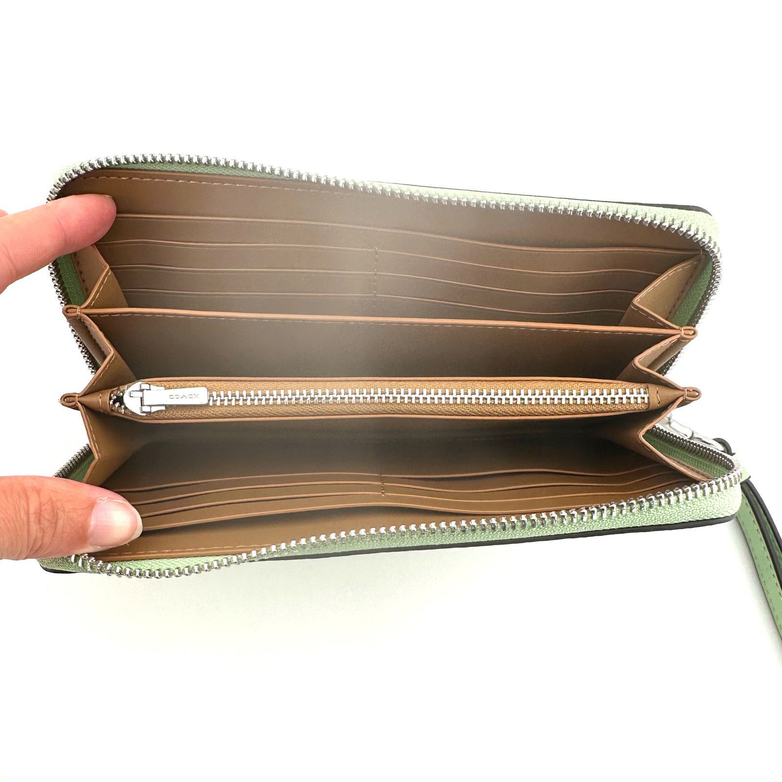 Coach Coach Long Zip Around Wallet Pale Pistachio Leather C4451 | Grailed