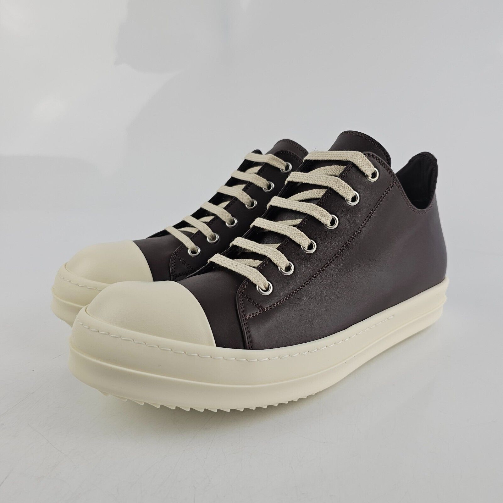 Rick Owens Rick Owens Ramones Brown/Milk Leather Low Sneakers New FW23 ...