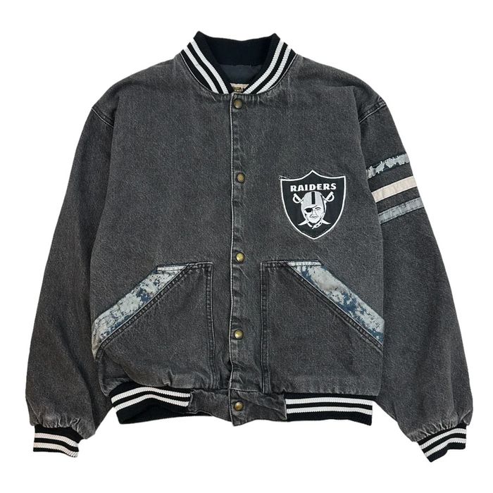 Vintage VINTAGE RAIDERS DENIM BOMBER JACKET WASHED BLACK | Grailed
