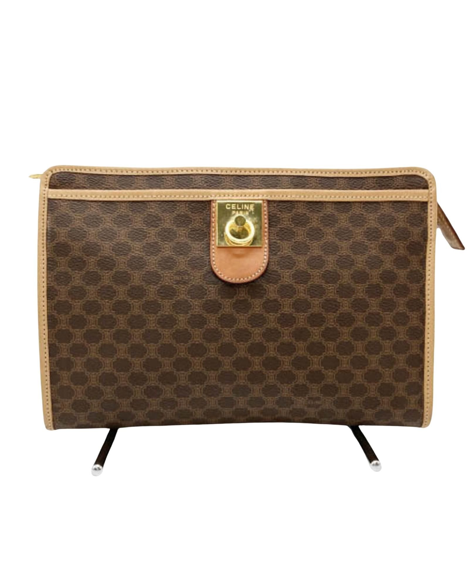 Celine Stylish Brown Clutch Bag with Zipper Closure from Celines ...