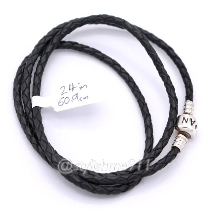 pandora Authentic PANDORA Triple Black Leather Bracelet | Grailed