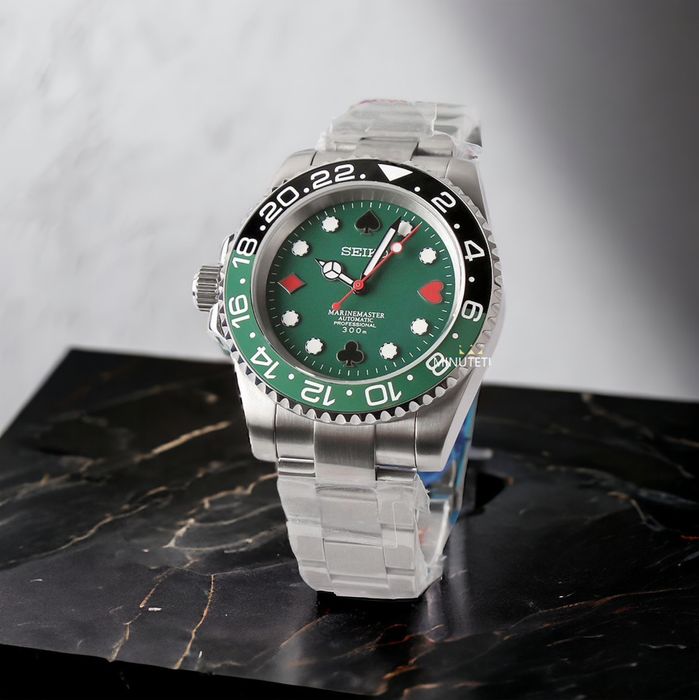 Seiko Seiko Mod GMT Master Sprite 41mm Poker Steel Green Watch | Grailed