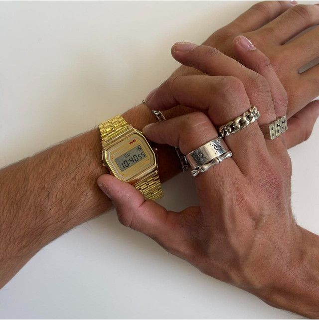 Casio × Jewelry × Streetwear Y2K 2000s vintage retro gold stainless ...