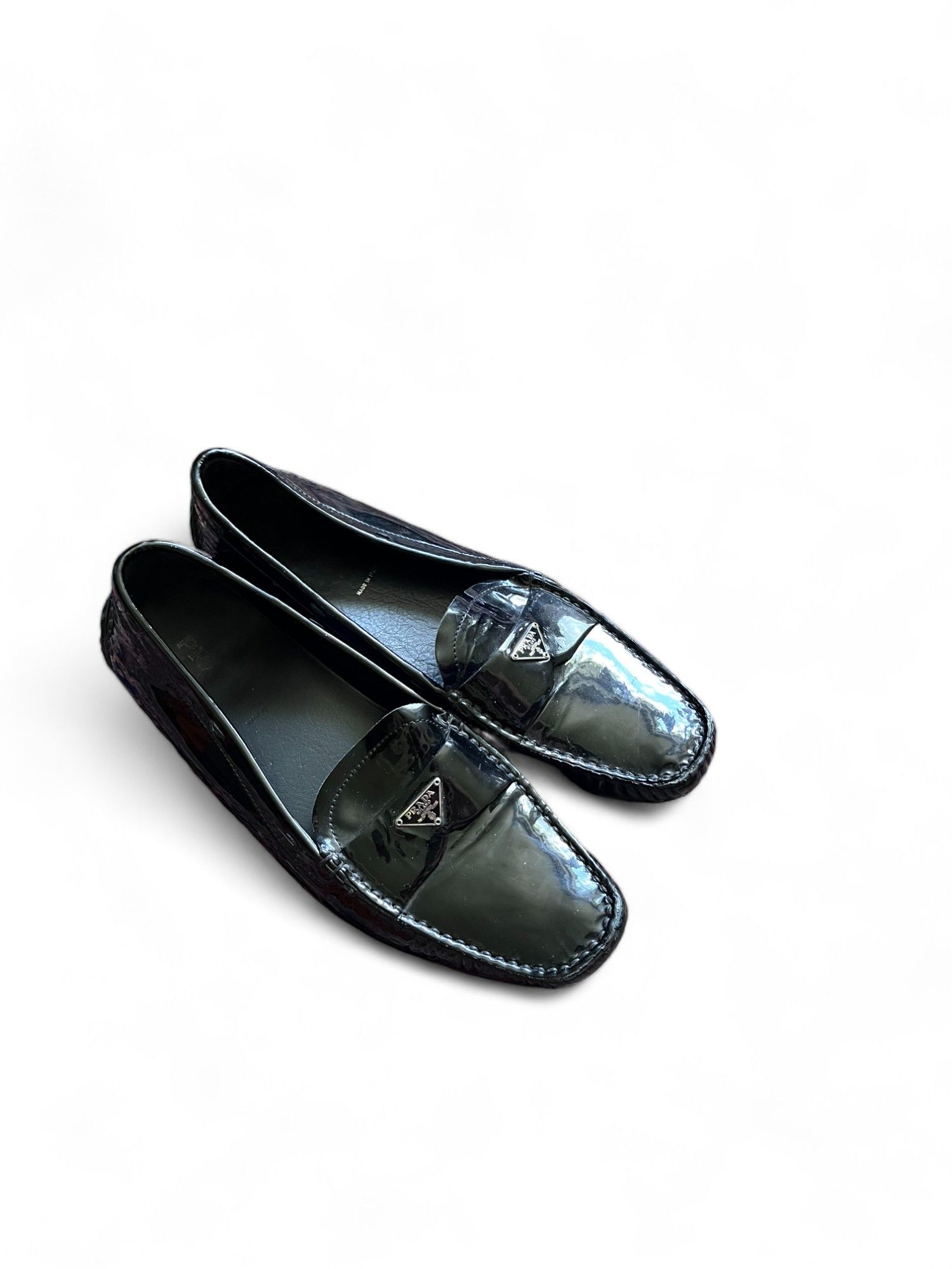 Prada Prada - 39 ballerina loafers triangle logo plate shiny | Grailed