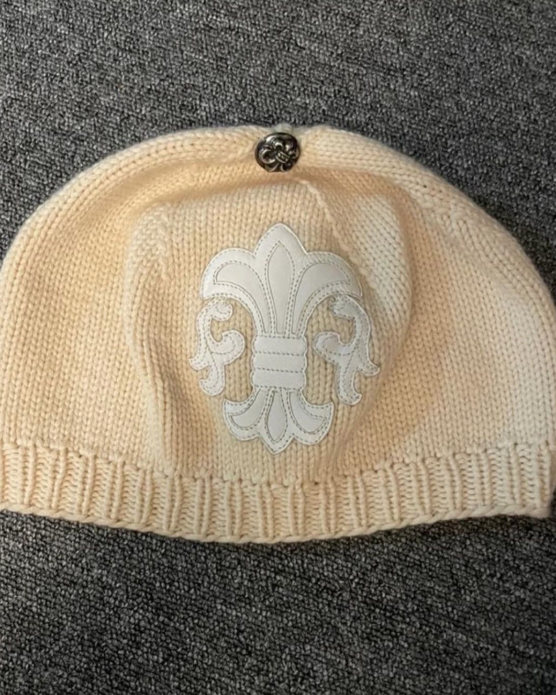 Chrome Hearts *rare* Chrome Hearts BS Fleur Leather Knit Beanie Beret ...