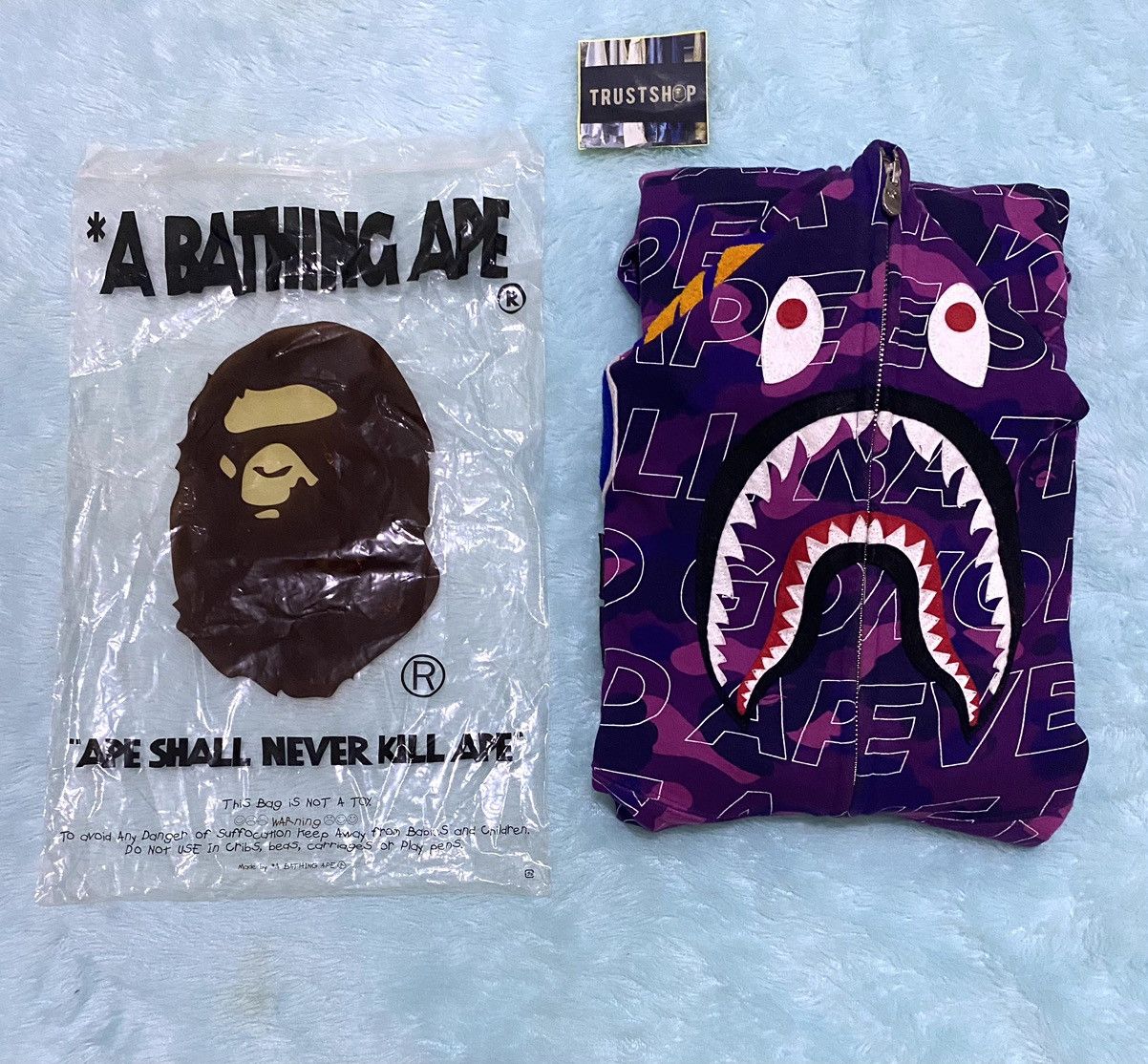 Bape Text Color Camo Shark Full Zip Hoodie | Grailed