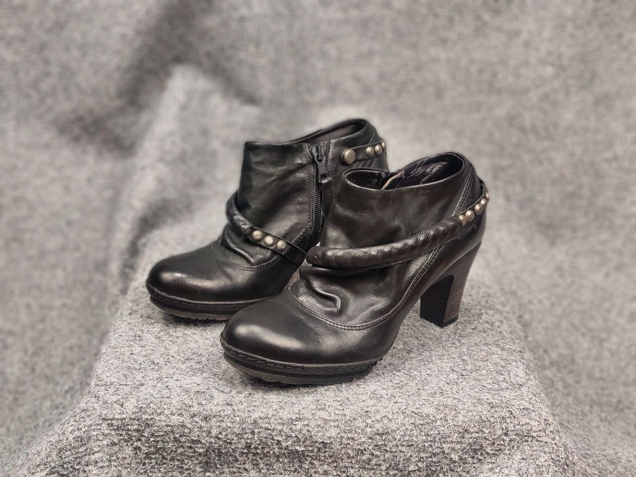 Vintage A.S.98 Airstep Design Heels Black Leather low Zip Boots | Grailed