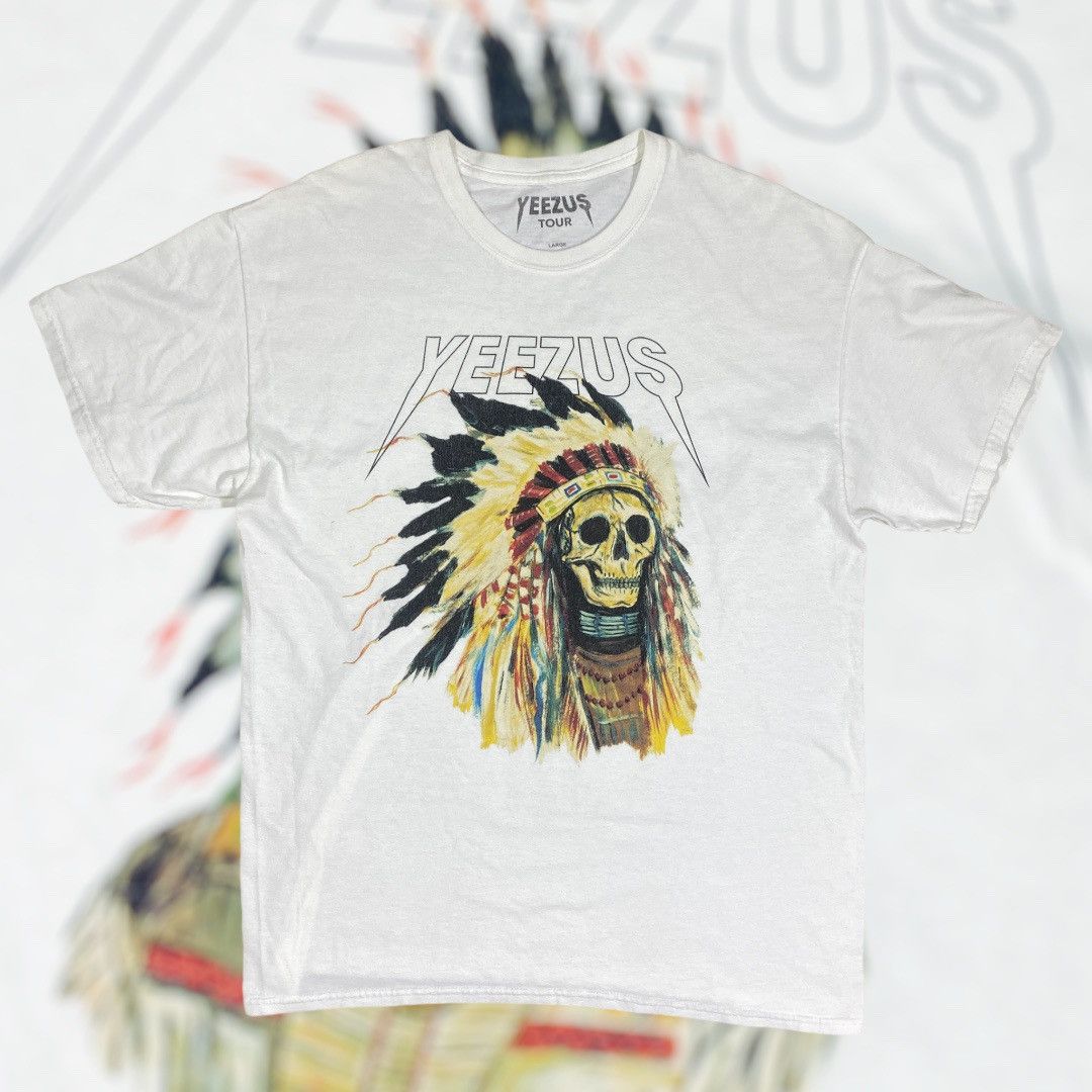 Kanye West WHITE YEEZUS TOUR NATIVE CHIEF SKULL DOUBLE SIDED | Grailed
