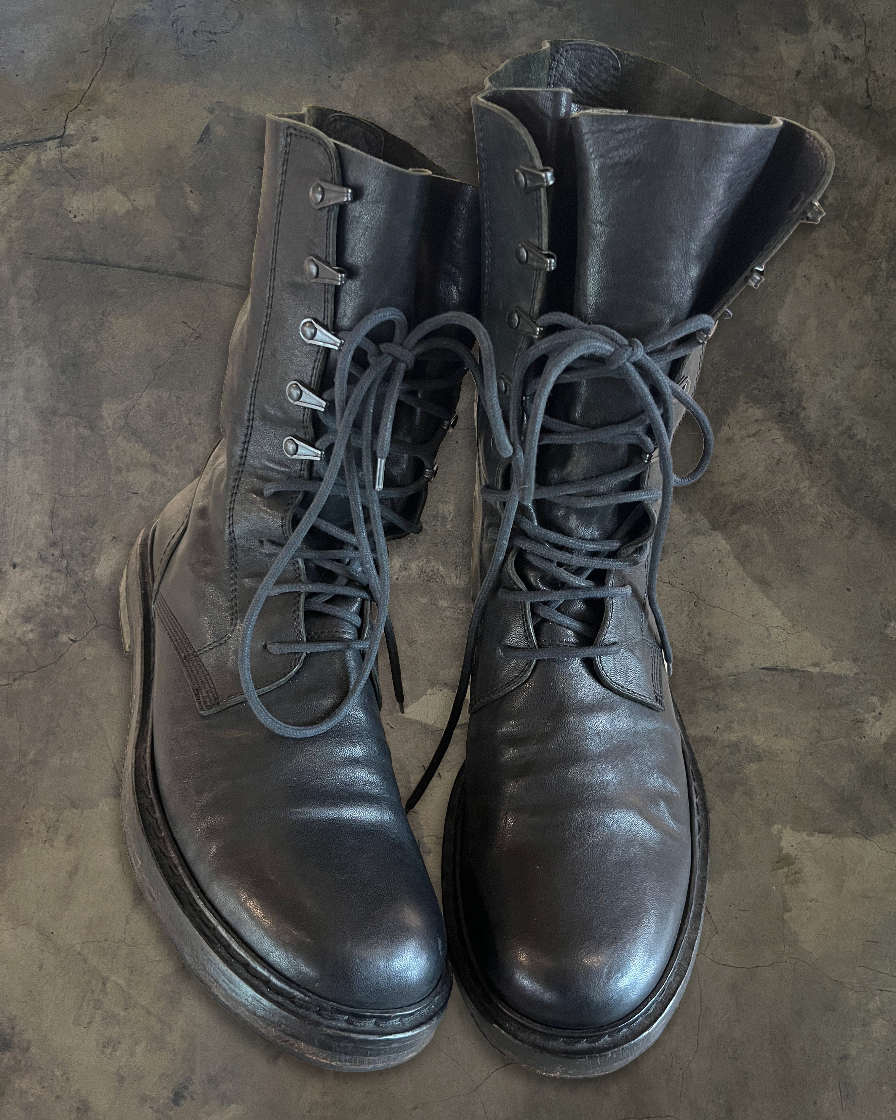 Ann Demeulemeester ANN DEMEULEMEESTER SS2012 "FANGO" LACE COMBAT BOOTS ...