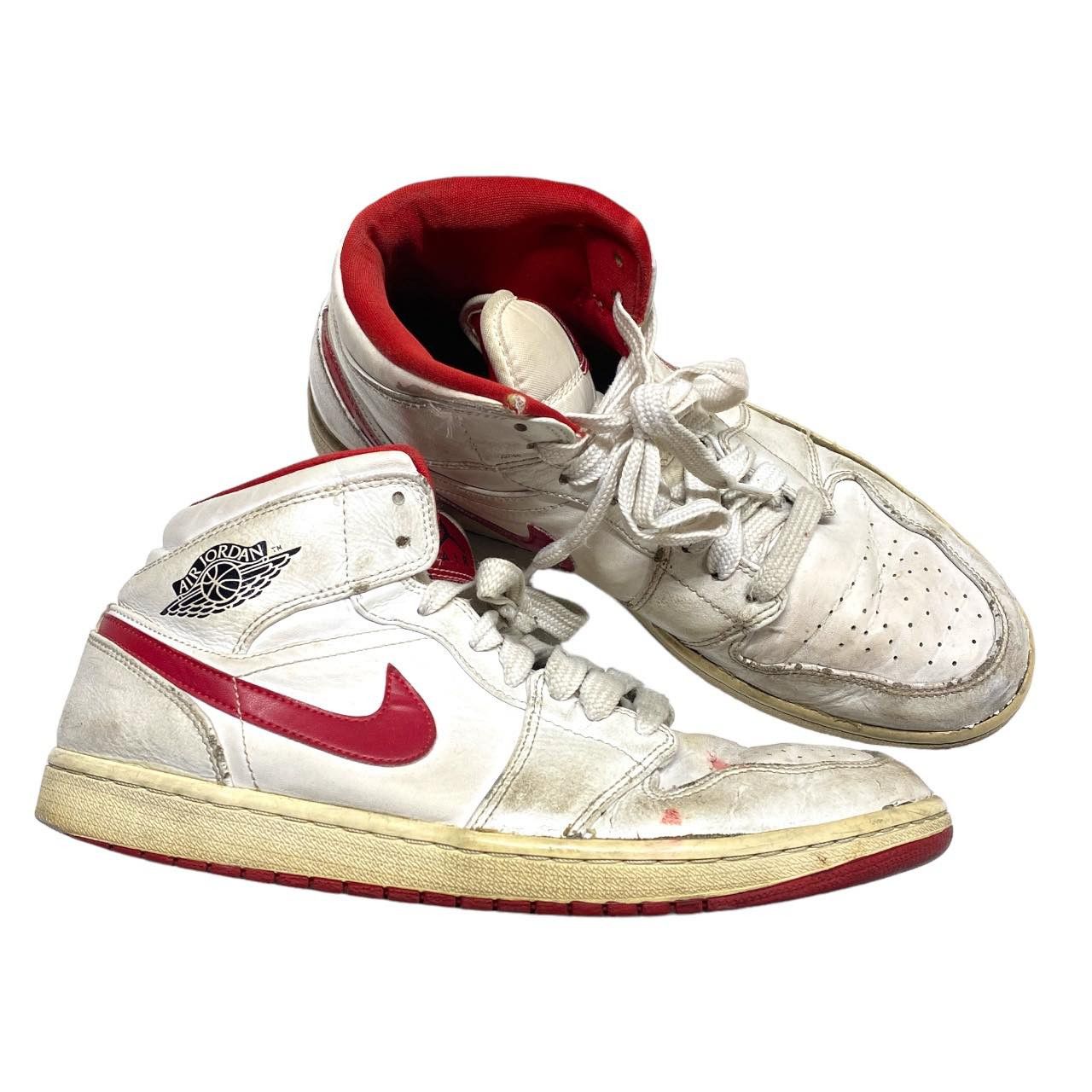 Jordan Brand × Nike × Vintage Nike Air Jordan Dunks White Red Worn Men ...