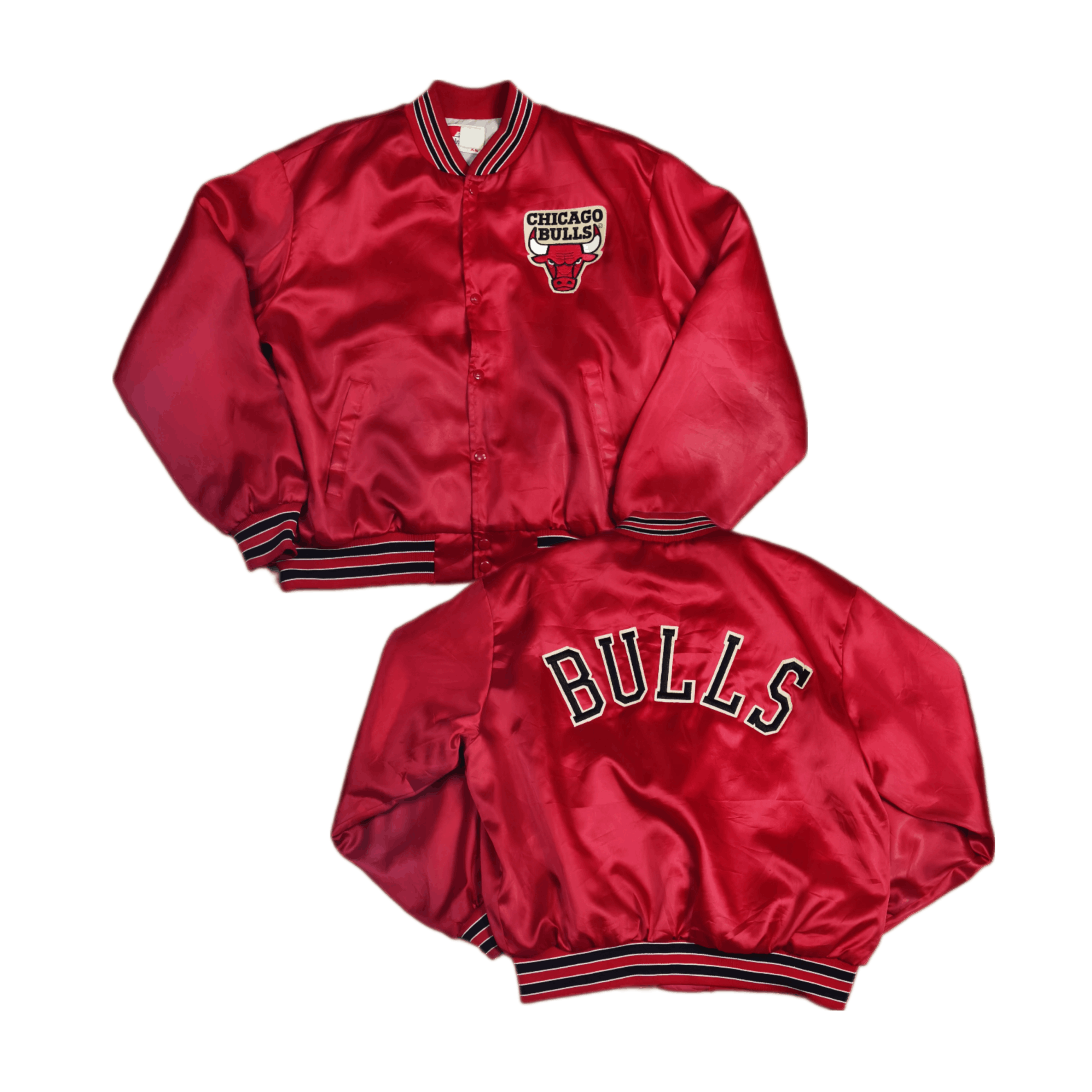 NBA 🇺🇸 Vintage Chicago Bulls Spell Out Satin Bomber Jacket | Grailed