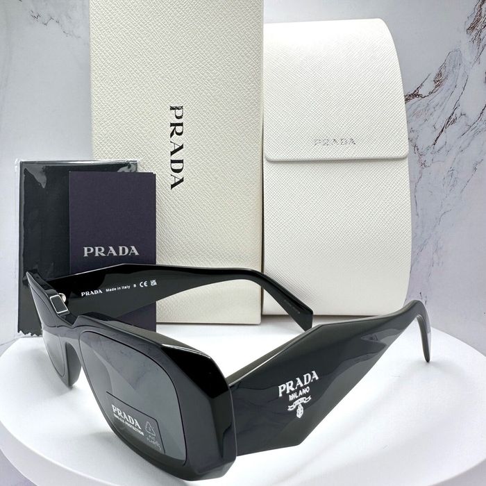 Prada Prada Sunglasses Black Silver Triangle | Grailed