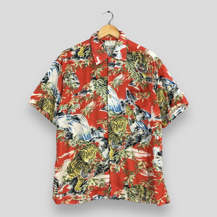 Aloha Wear 80s Mac Eye Tiger Roar Bamboo Aloha Hawaii Rayon Shirt | Grailed