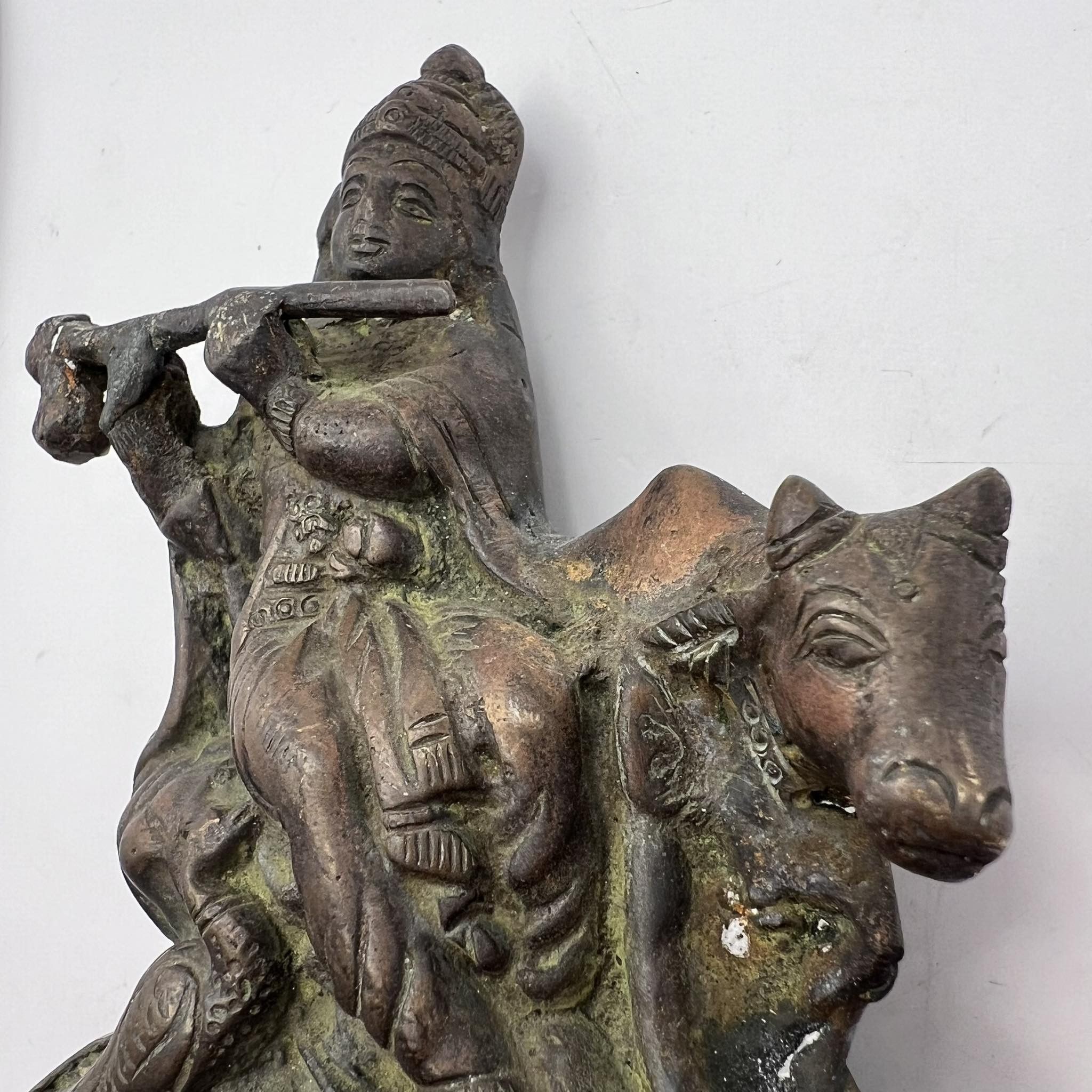 Vintage Antique Asian Bronze Buddha Hindu Krishna with Cow Figure | Grailed