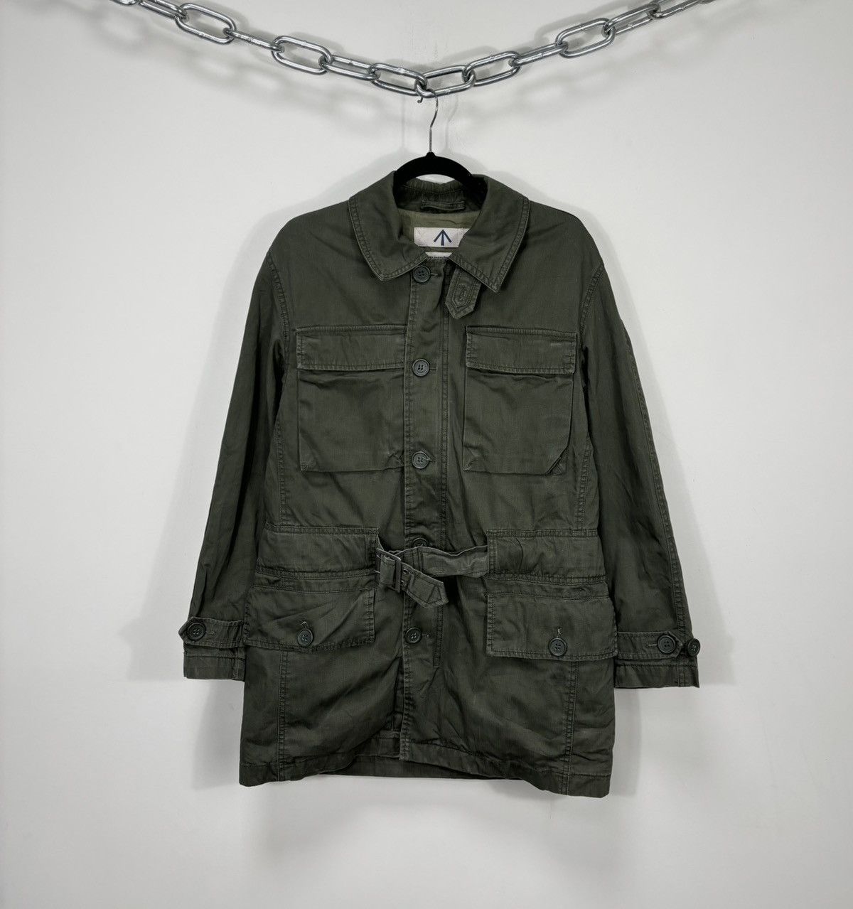 Nigel Cabourn Nigel Cabourn Utility Multipocket Belted Military Jacket ...