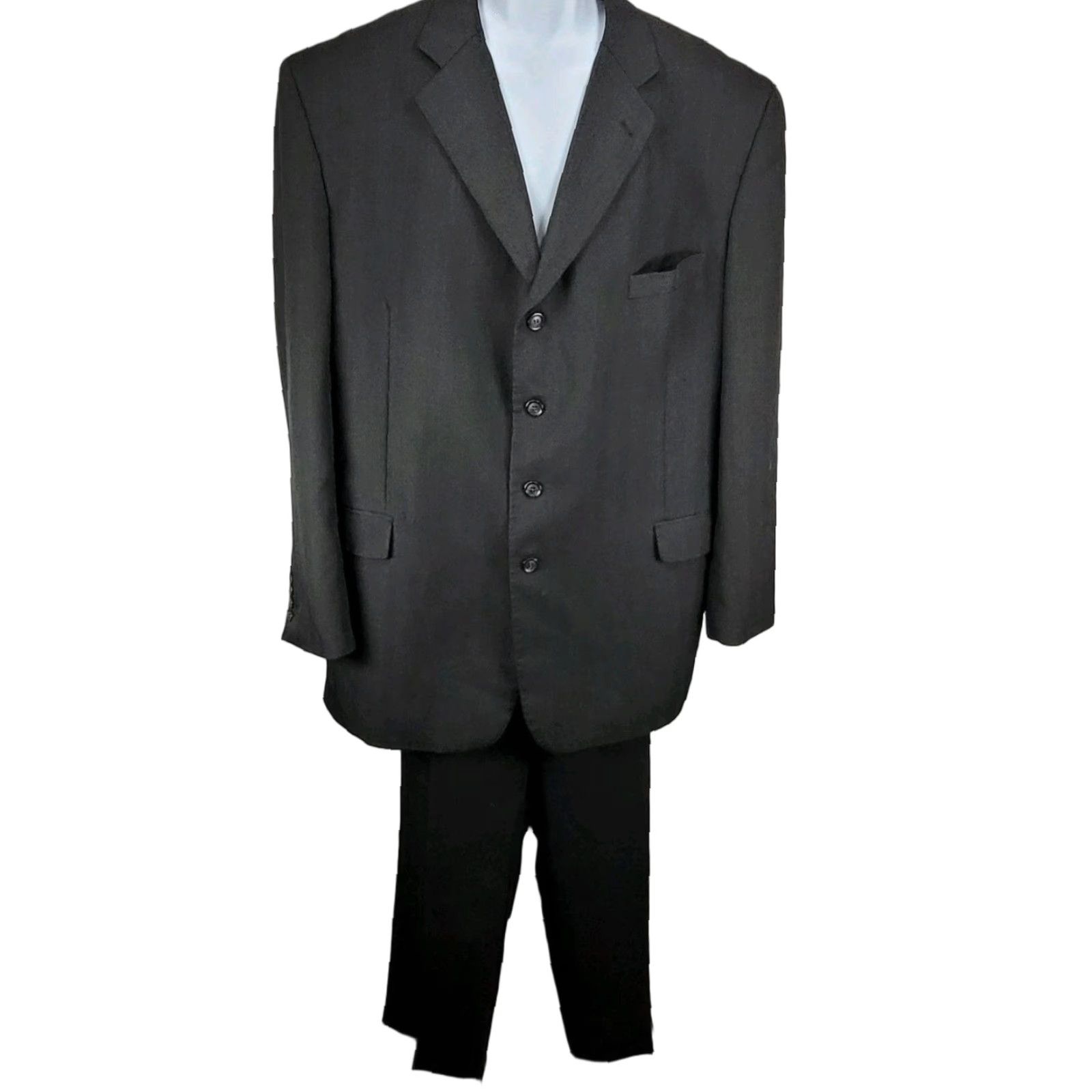 Vintage VANETTI Black 4 Button Notch Full Suit Set Blazer Size 48L ...
