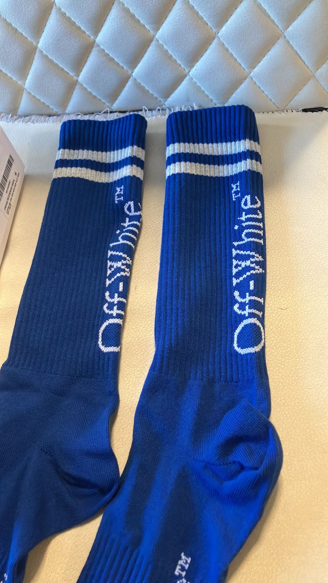 Off-White *New in box* blue striped long socks | Grailed