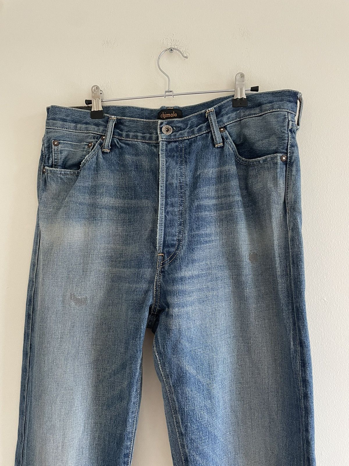 Chimala Chimala High Rise Medium Wash Selvedge Distressed Denim | Grailed