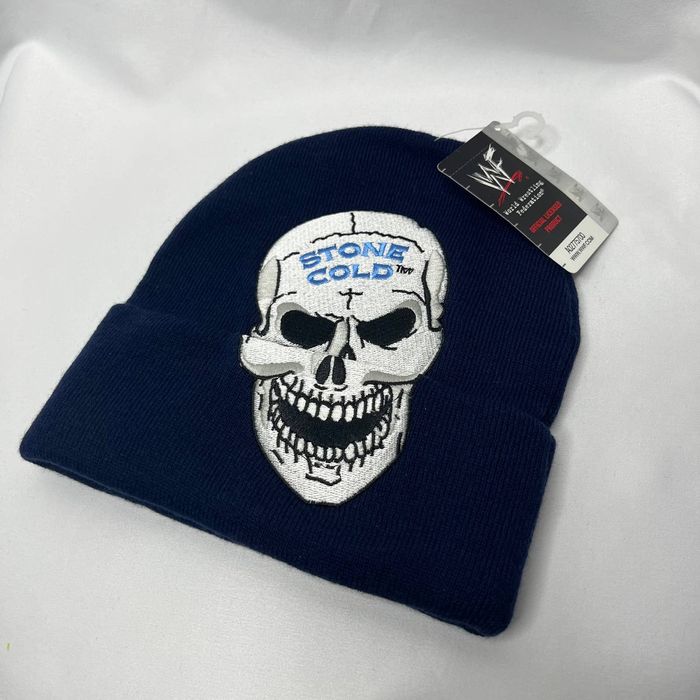 Vintage 90's WWF WWE Stone Cold Steve Austin Skull Wrestling Beanie ...