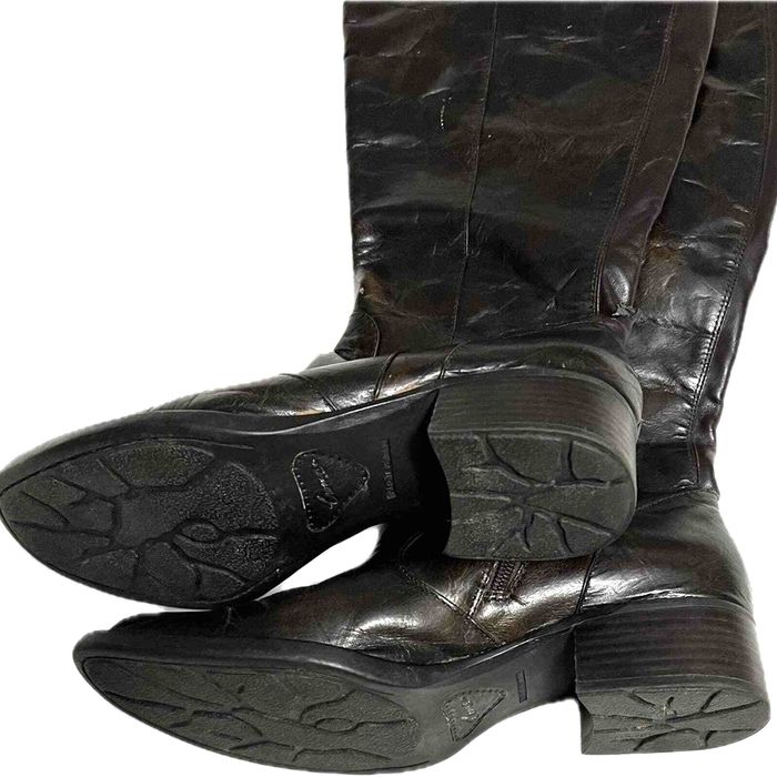 Born Born Crown Crinkle Leather Riding Boot Brown sz9 Wide Calf | Grailed