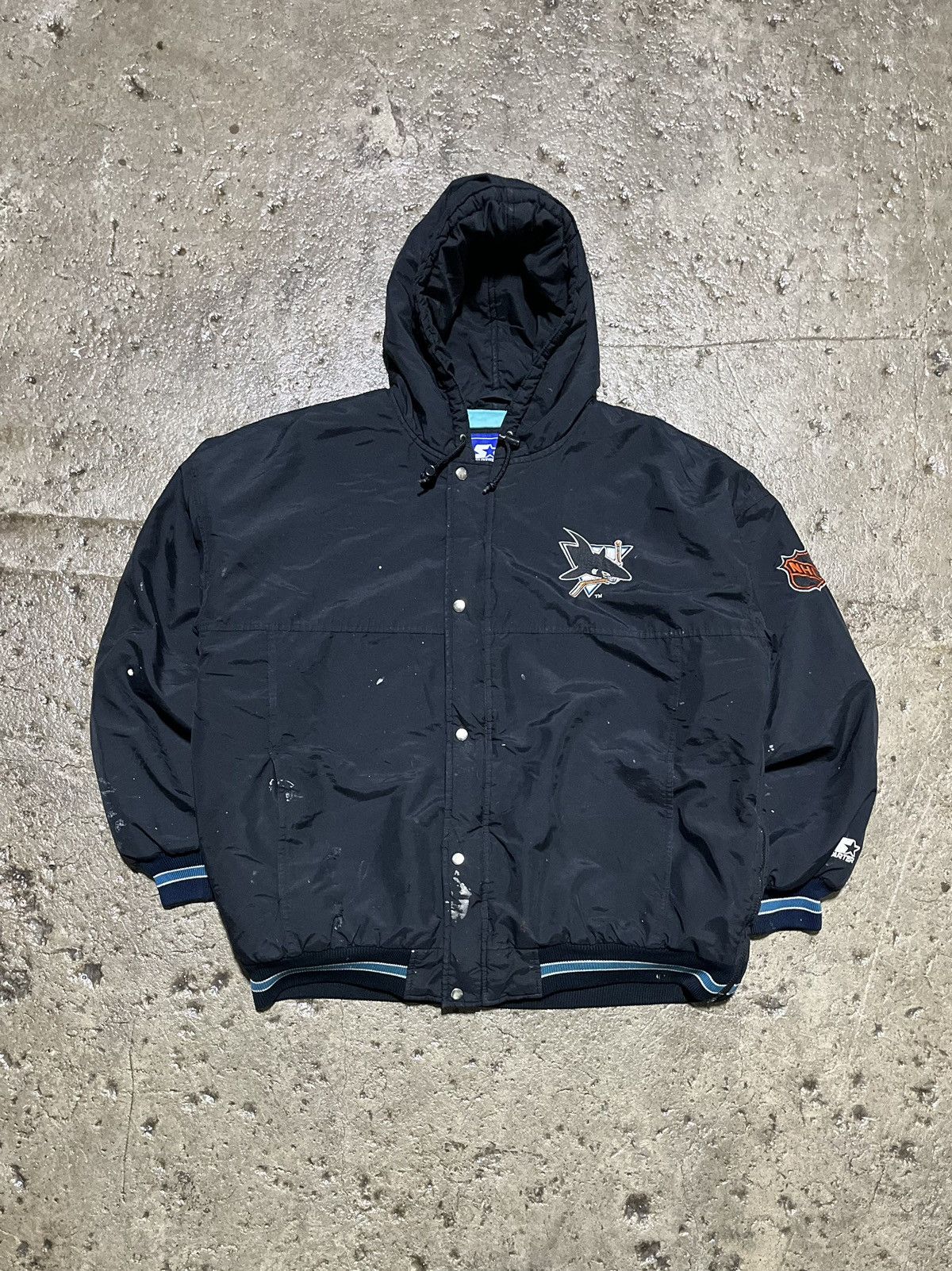 NHL × Starter × Vintage CRAZY VINTAGE SAN JOSE SHARKS STARTER BLACK ...