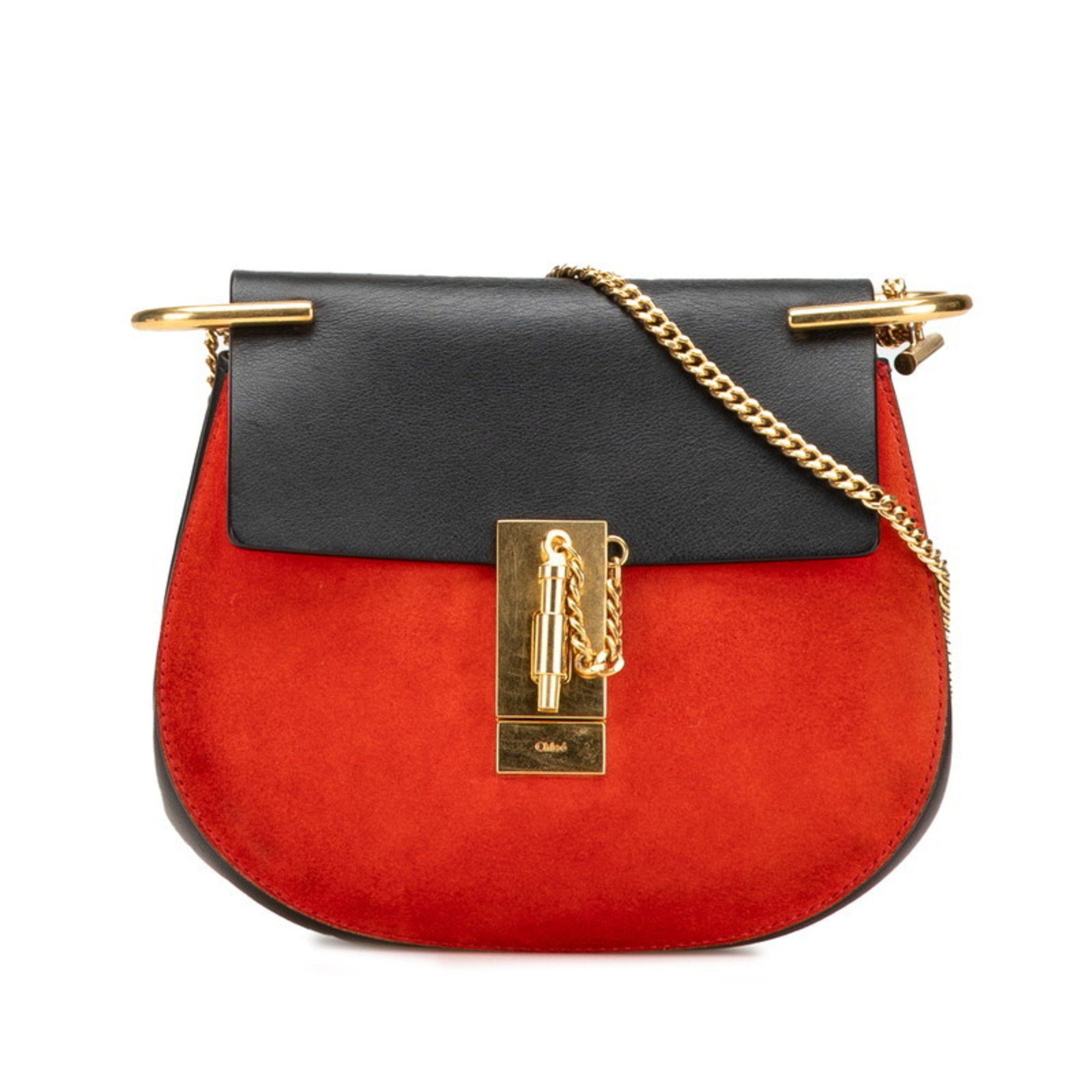 Chloe Chloé Chloe Drew Crossbody Chain Shoulder Bag in Red and Black ...