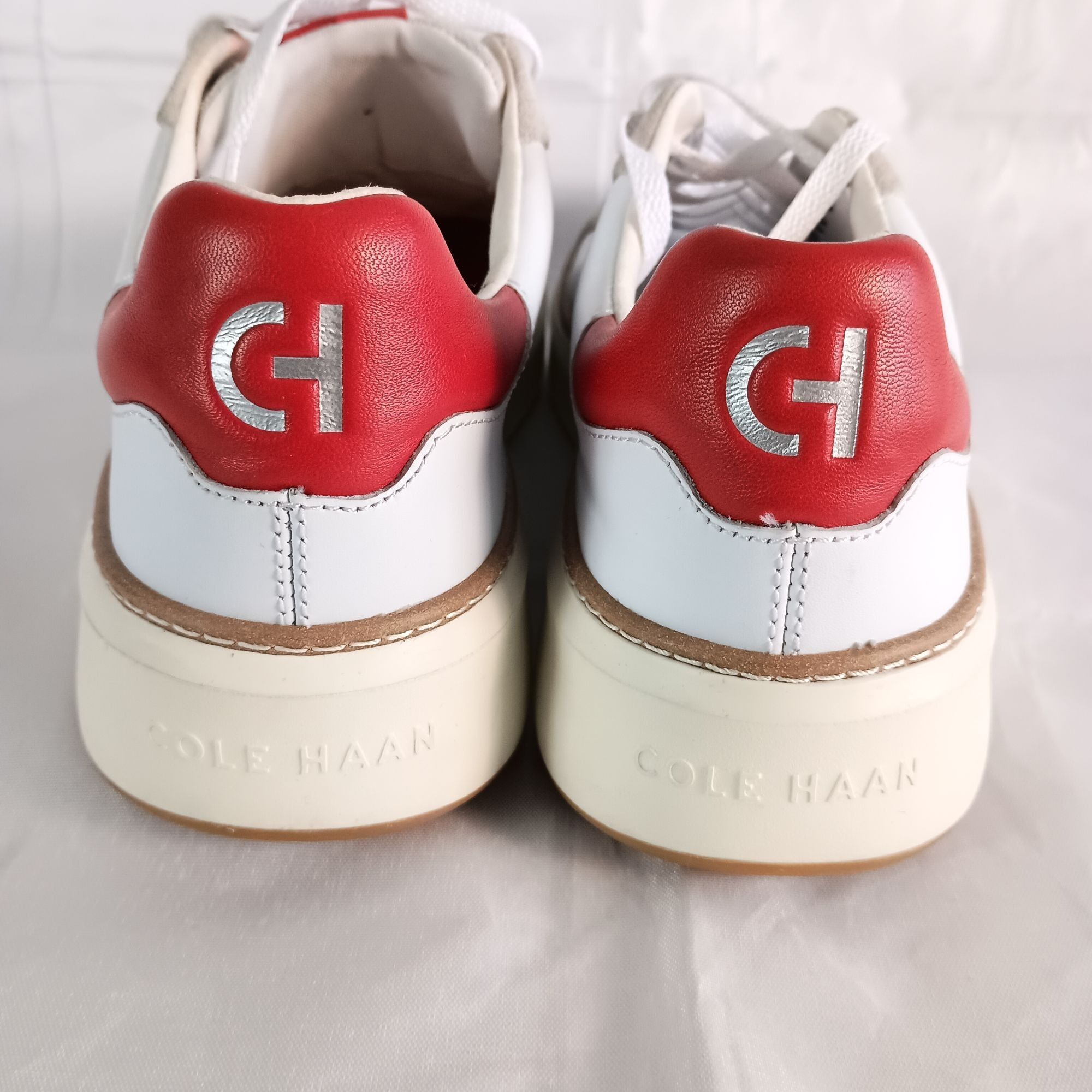 Cole Haan Cole Haan Grandseries Men’s White Leather Sneakers Red Accen ...