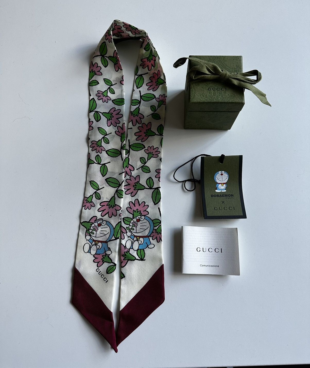 Gucci Gucci Doraemon Twilly Silk Scarf Box Tags Cat Cartoon | Grailed
