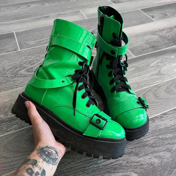 Dolls Kill Current mood atomic slime combat boots | Grailed