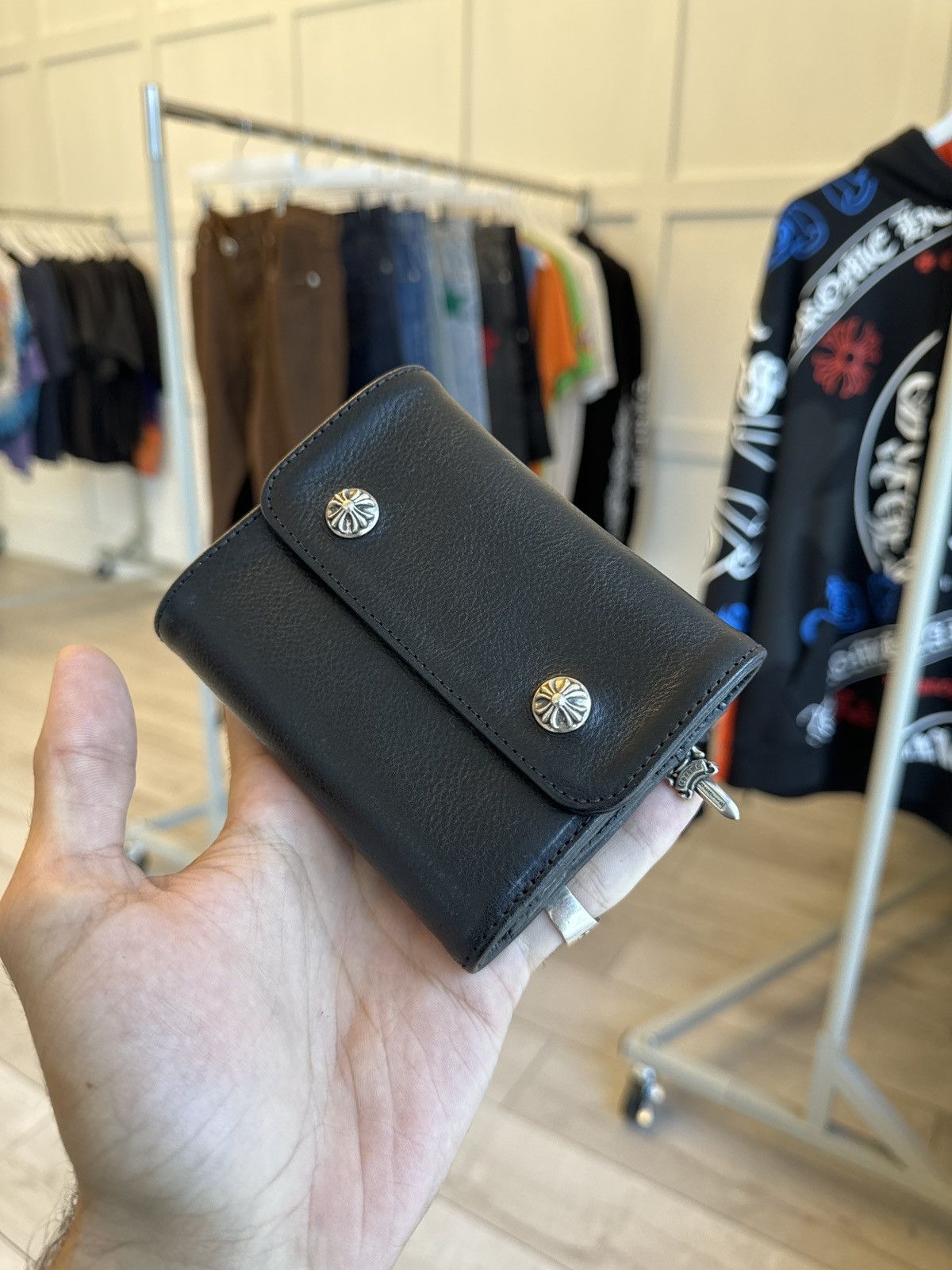 Chrome Hearts Chrome hearts leather Tri-fold wallet | Grailed