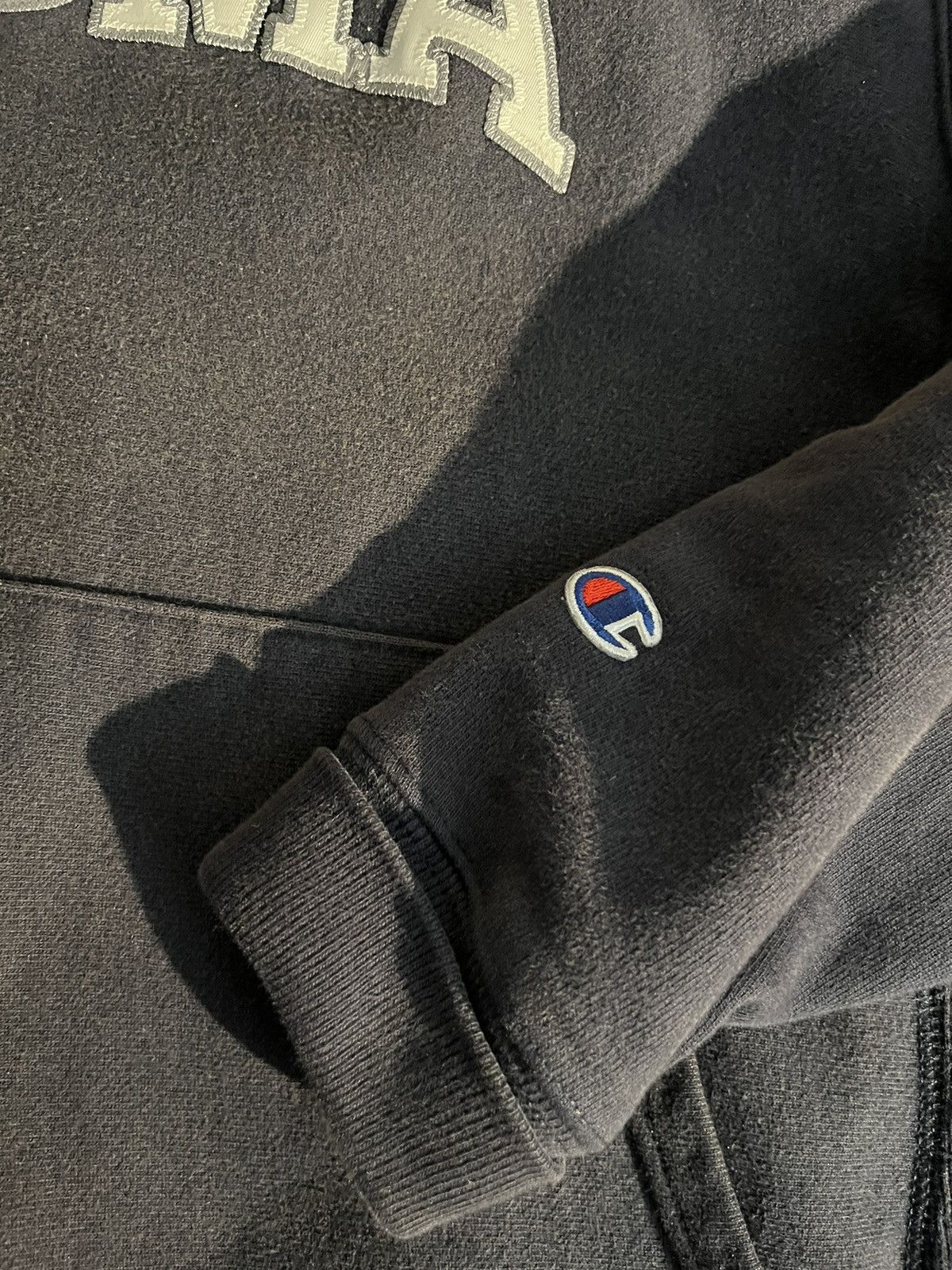Champion MoMa hoodie navy | Grailed