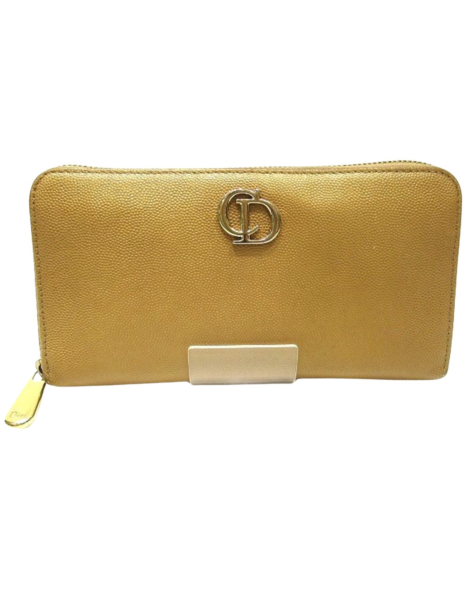 Dior Beige Leather Long Wallet with Bi-Fold Design | Grailed