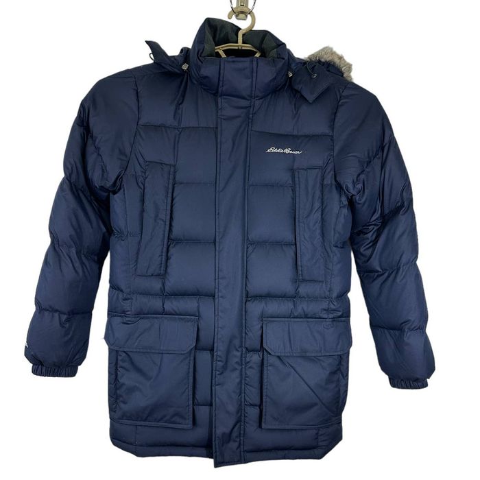 Eddie Bauer Eddie Bauer Mens SZ M Blue Down Ski Puffer Jacket Hood ...