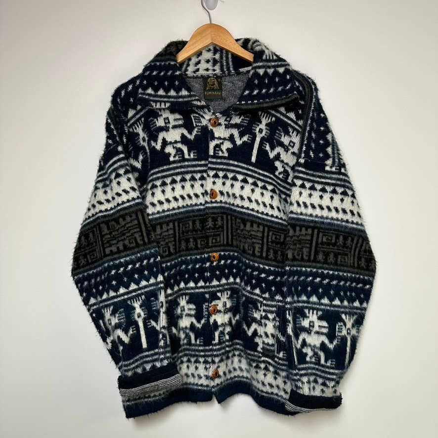 Vintage Vintage Wool Jacket 90s Ruminahui Made in Ecuador Coat Blue ...