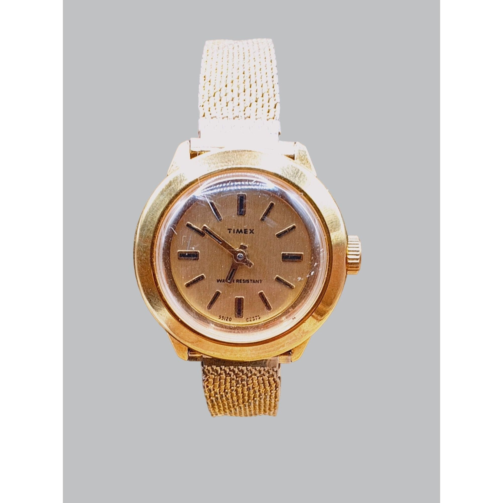 Timex 1975 Timex Womens Vintage Mechanical Watch Gold Tone Mesh Tw ...