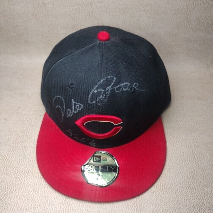 New Era Pete Rose Signed Autographed Baseball Cap Hat Cincinnati Red ...