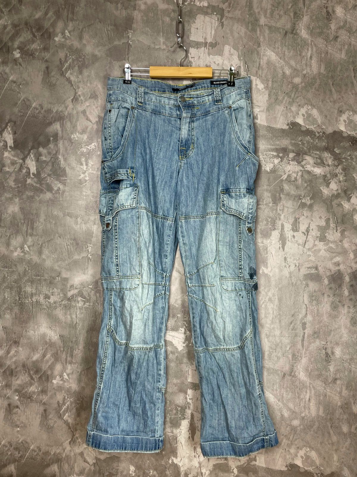 Vintage Sandblast Monster Cargo Denim Baggy Washed Denim Jeans | Grailed