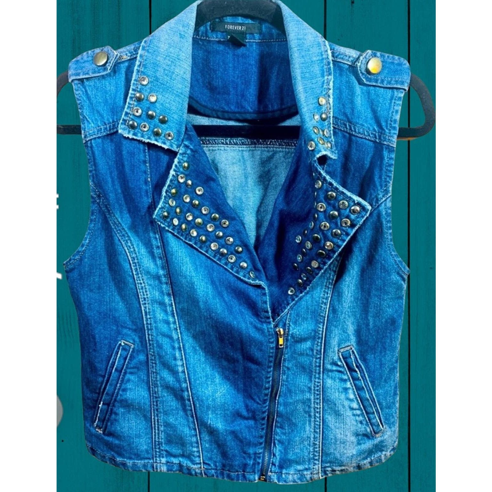 Forever 21 Funky Half Zip Studded Vest | Grailed