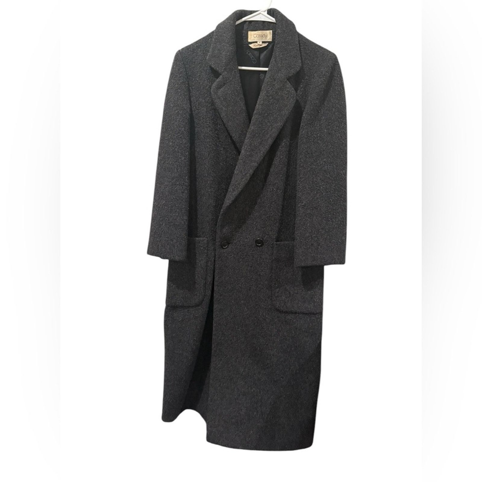 Vintage 1980s Cassidy Hand-Tailored Wool Coat, Gray, Longline, 4 | Grailed
