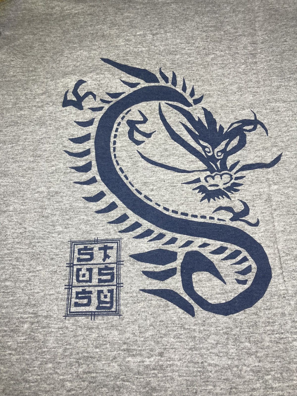 Stussy 1999 Stussy Dragon Script Logo Tee Gray 90s Vintage OG China ...