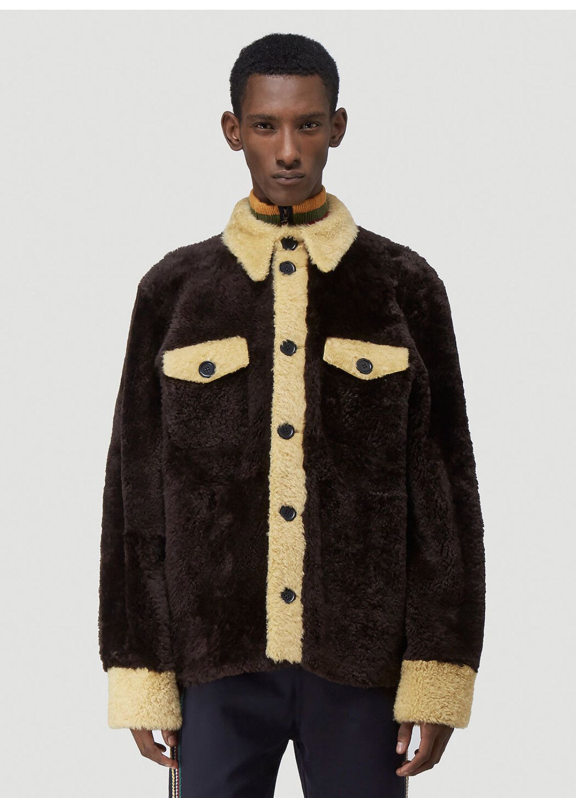 Wales Bonner Runway Shearling Jacket Brown/Multi | Grailed