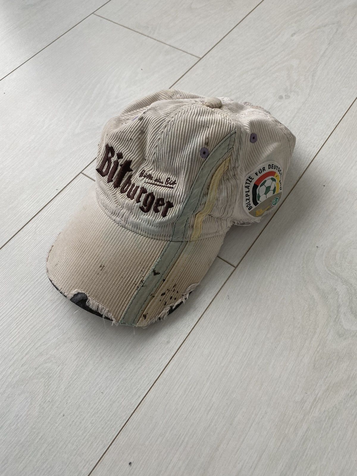 Archival Clothing Thrashed destroyed Bitburger German football cap ...