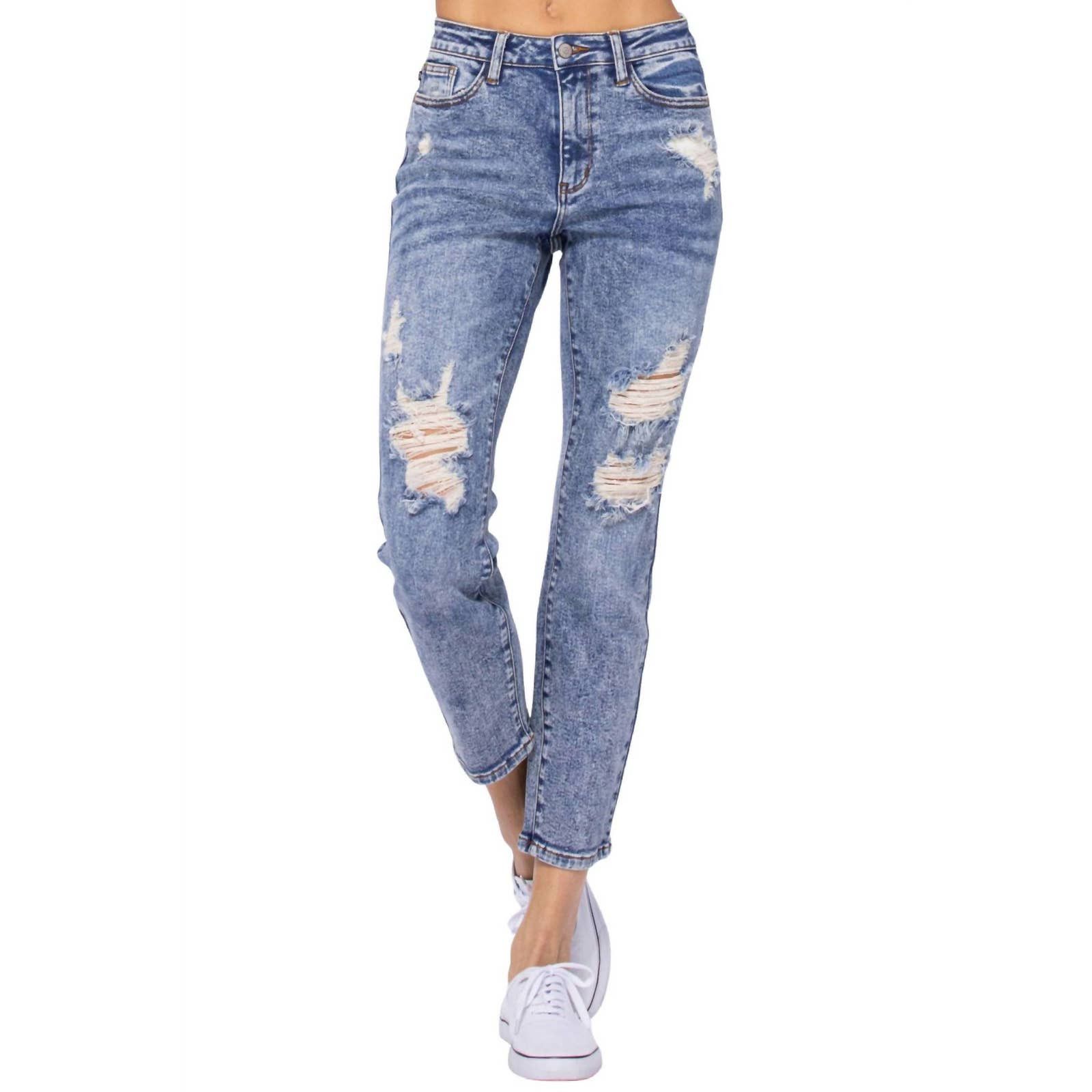 Designer JUDY BLUE Destroyed Boyfriend Jean In Acid Wash | Grailed