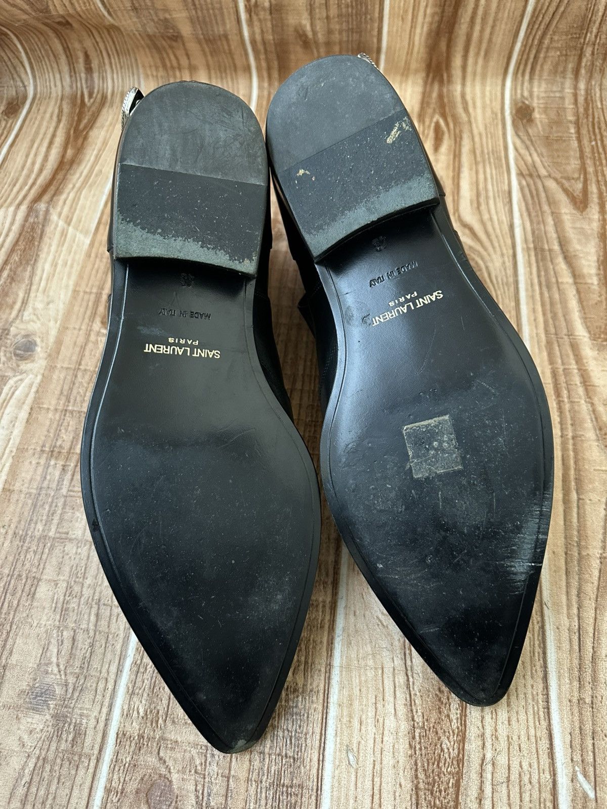 Saint Laurent Paris Hedi Slimane Western Buckle Duckies Boots | Grailed