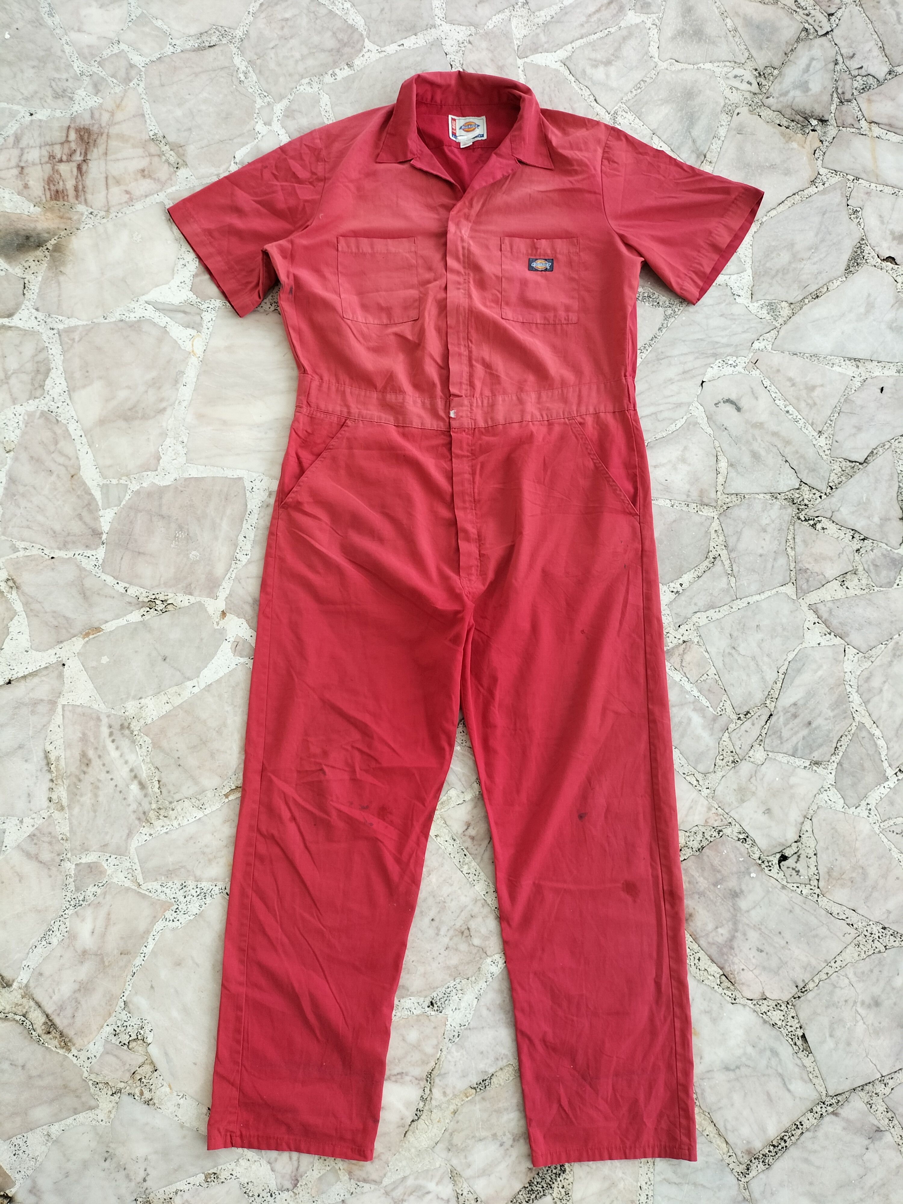 Dickies × Overalls × Vintage DIckies Red Faded Coverall Vintage Work ...
