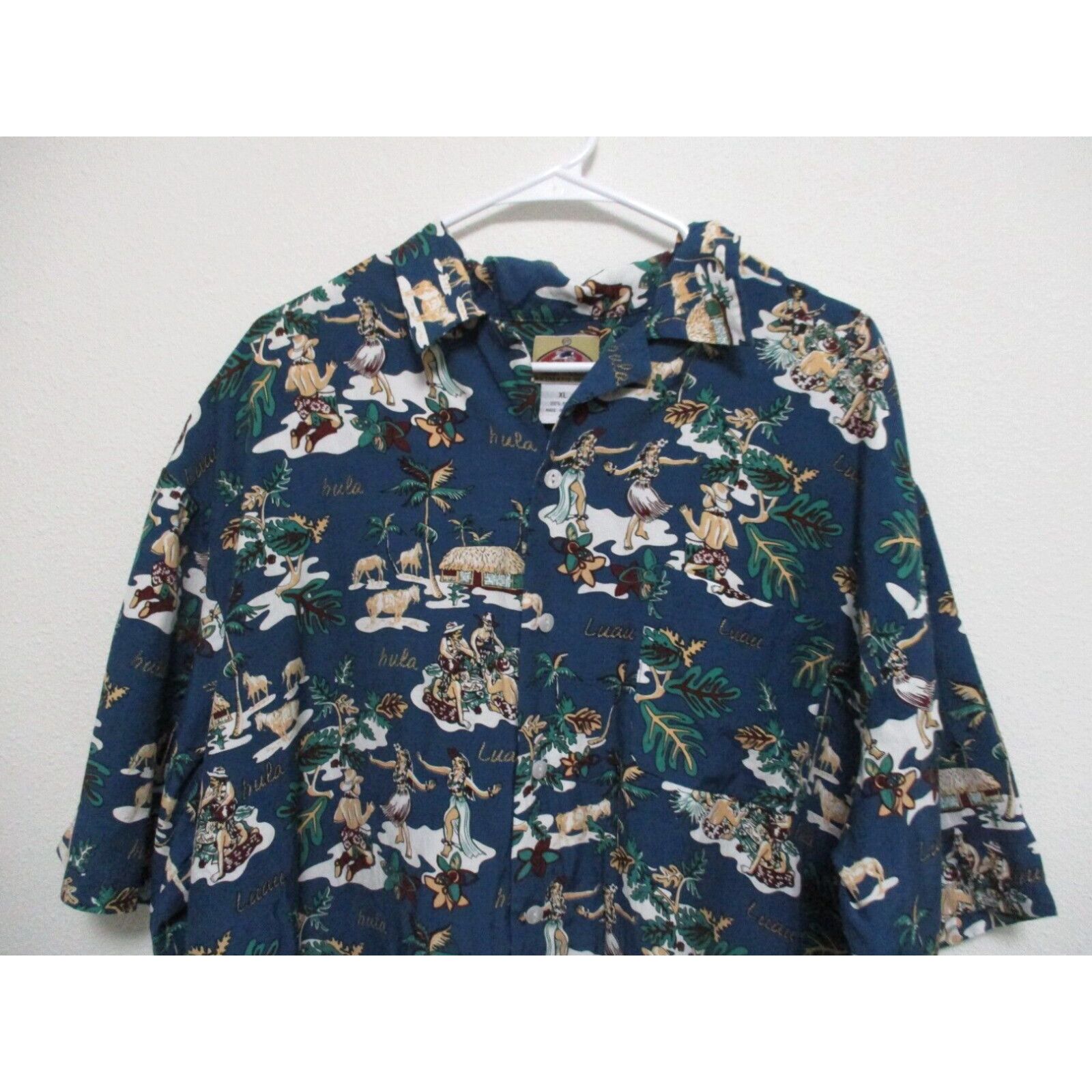 Vintage Barn Fly Shirt Mens Extra Large Blue Hawaiian Beach Button Surf ...
