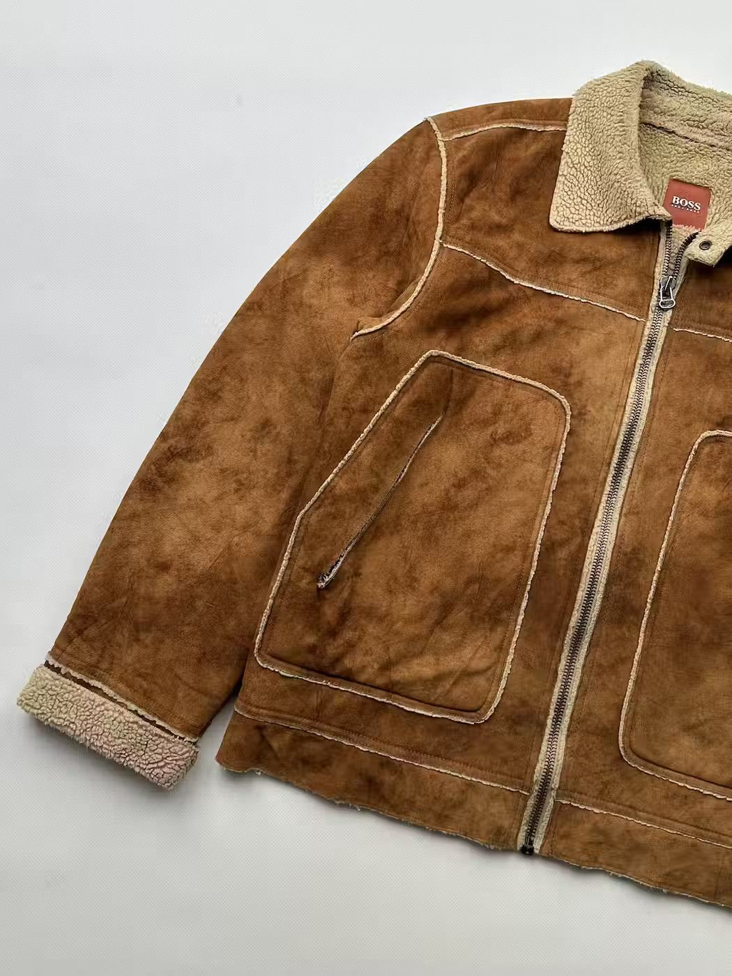 Vintage Hugo Boss Vintage Faded Faux Sheepskin Coat | Grailed
